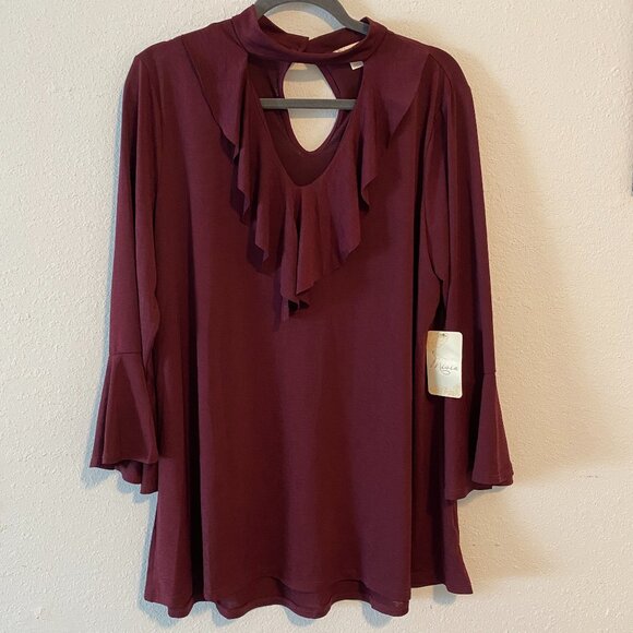 Misia | Tops | Misia Ruffled V Neck Long Blouse | Poshmark